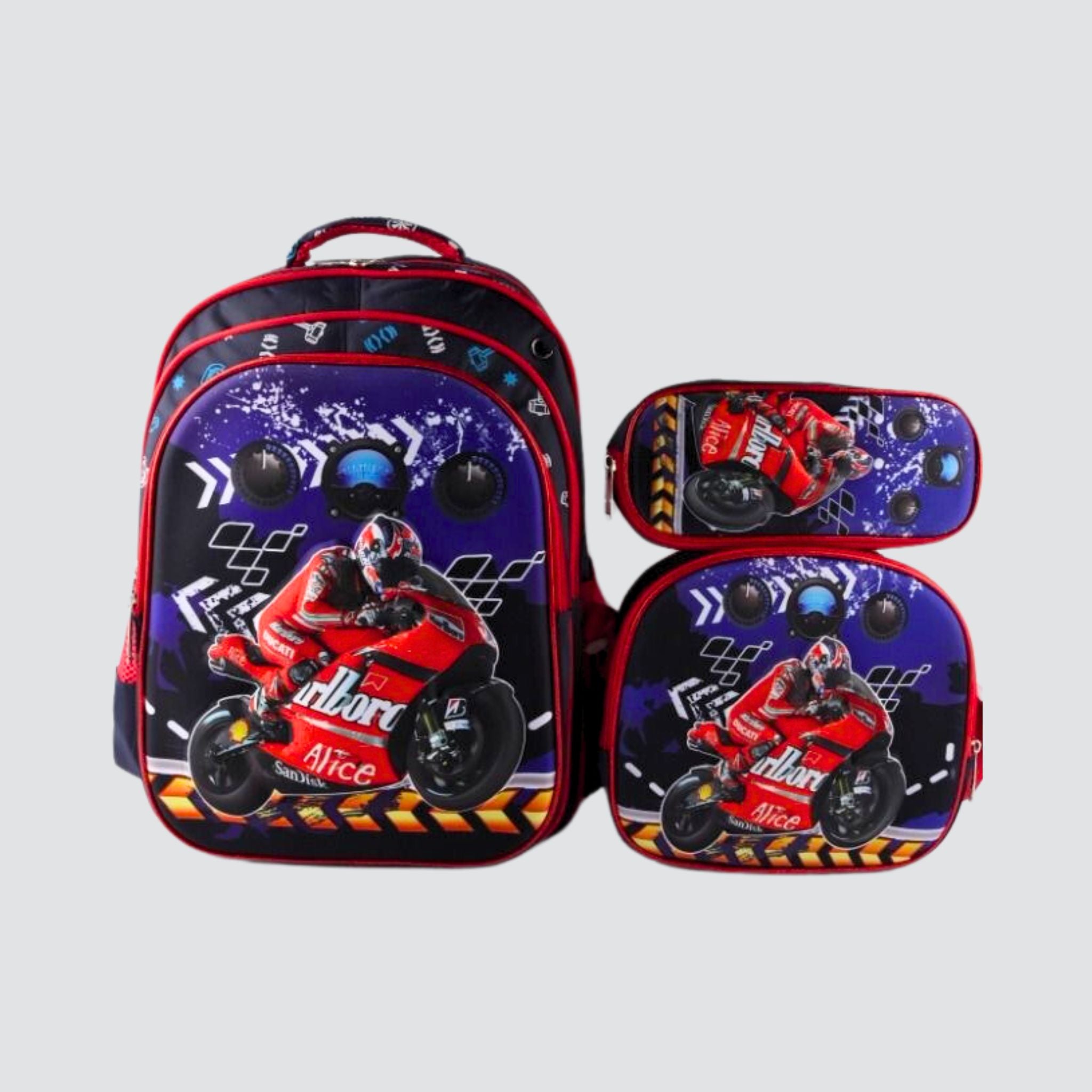 G171 Motorbike 3 Piece Backpack Set